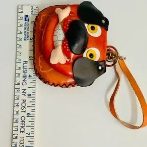 Handmade | Bags | Handmade Orange Leather Puppy Coin Purse Cute Animal ...